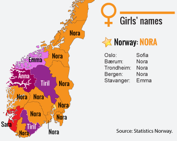 Popular baby names in Norway, 2016 – Nancy’s Baby Names
