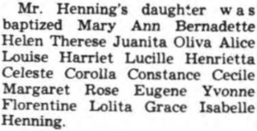 Baby girl given 24 names – Nancy’s Baby Names